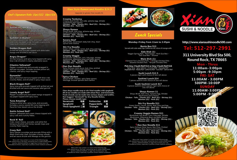 Xian Sushi & Noodle | Online Order | Round Rock | TX
